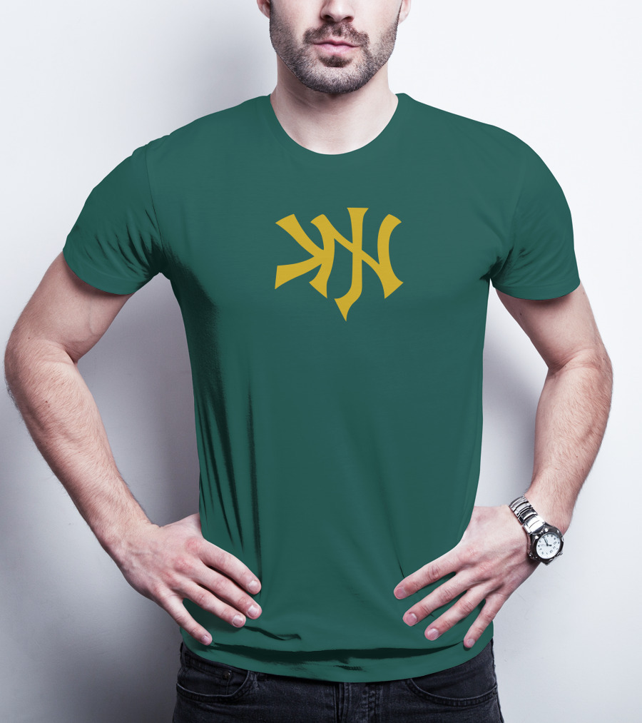Knj Fanjoy Yankees Logo Green Gold T-Shirt