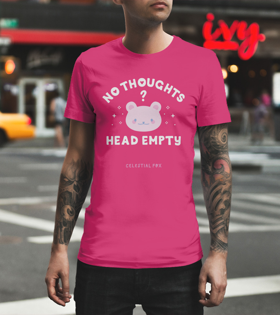 No Thoughts Head Empty Bear With Celestial Fox Stars T-Shirt