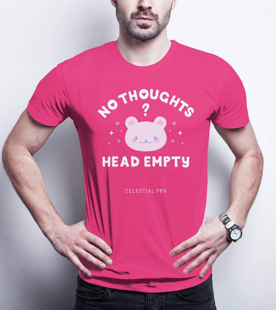 No Thoughts Head Empty Bear With Celestial Fox Stars T-Shirt