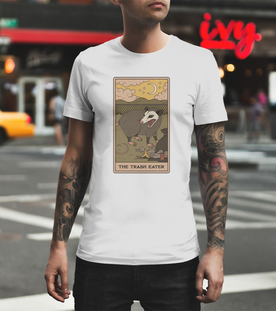 The Trash Eater Tarot Moon And Opossum Card T-Shirt