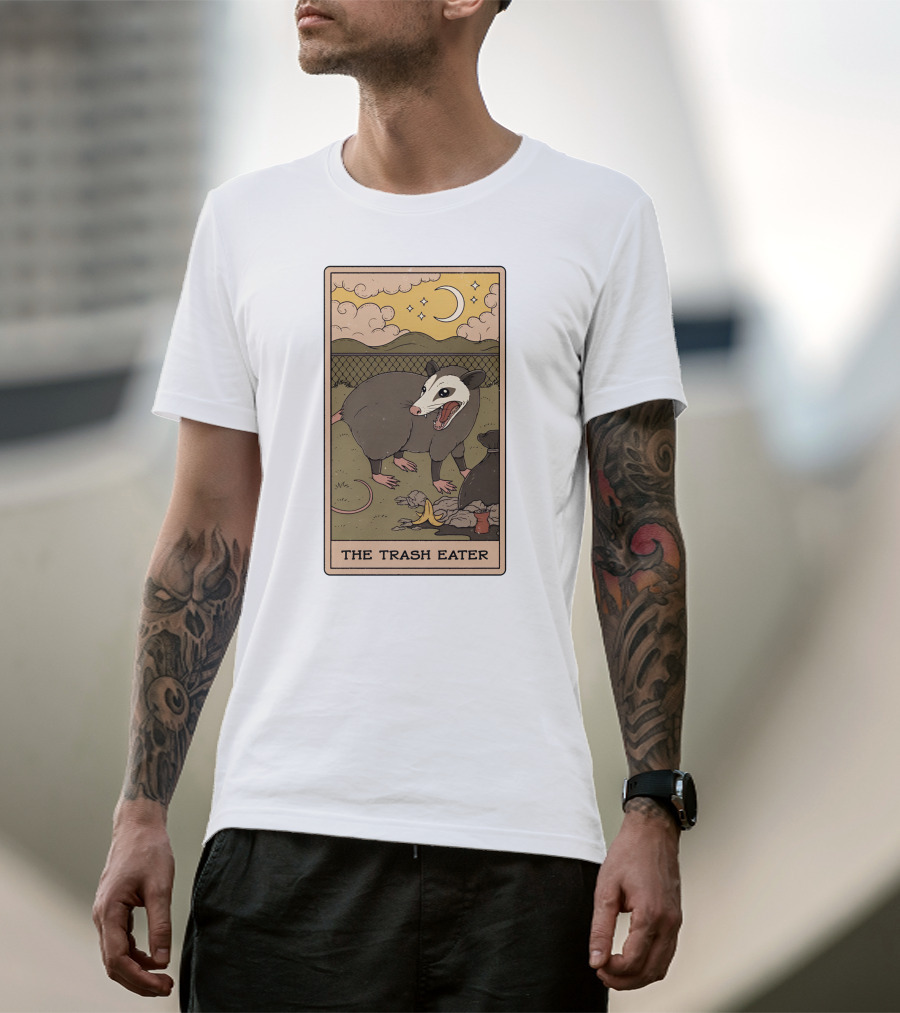The Trash Eater Tarot Moon And Opossum Card T-Shirt