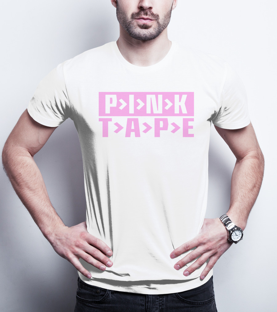 PINK TAPE Arrow Typography T-Shirt