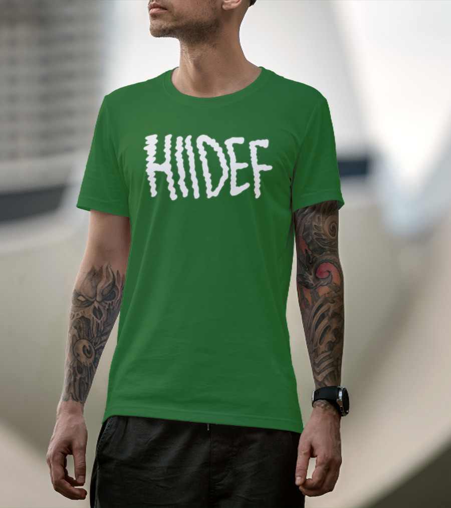 Hdi Hiidef White Text On Green Background T-Shirt