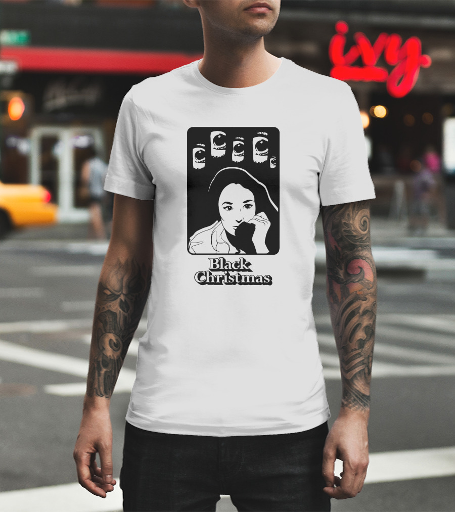 Black Christmas Woman With Multiple Eye Gaze T-Shirt