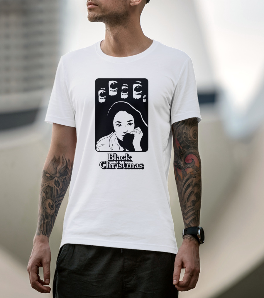 Black Christmas Woman With Multiple Eye Gaze T-Shirt