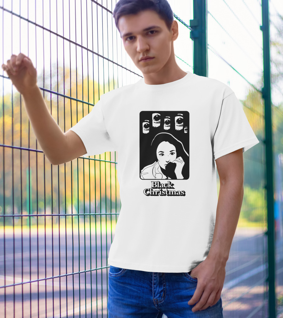 Black Christmas Woman With Multiple Eye Gaze T-Shirt
