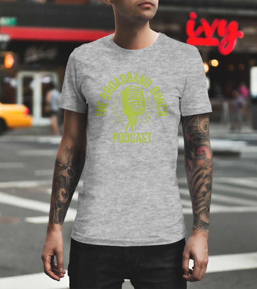 The Broadband Bunch Podcast Microphone T-Shirt