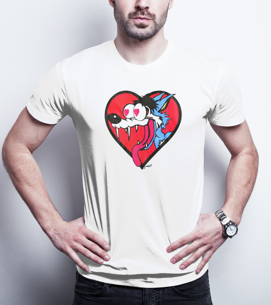 The Jesus Lizard Idiot Heart-Eyed Cartoon Wolf T-Shirt