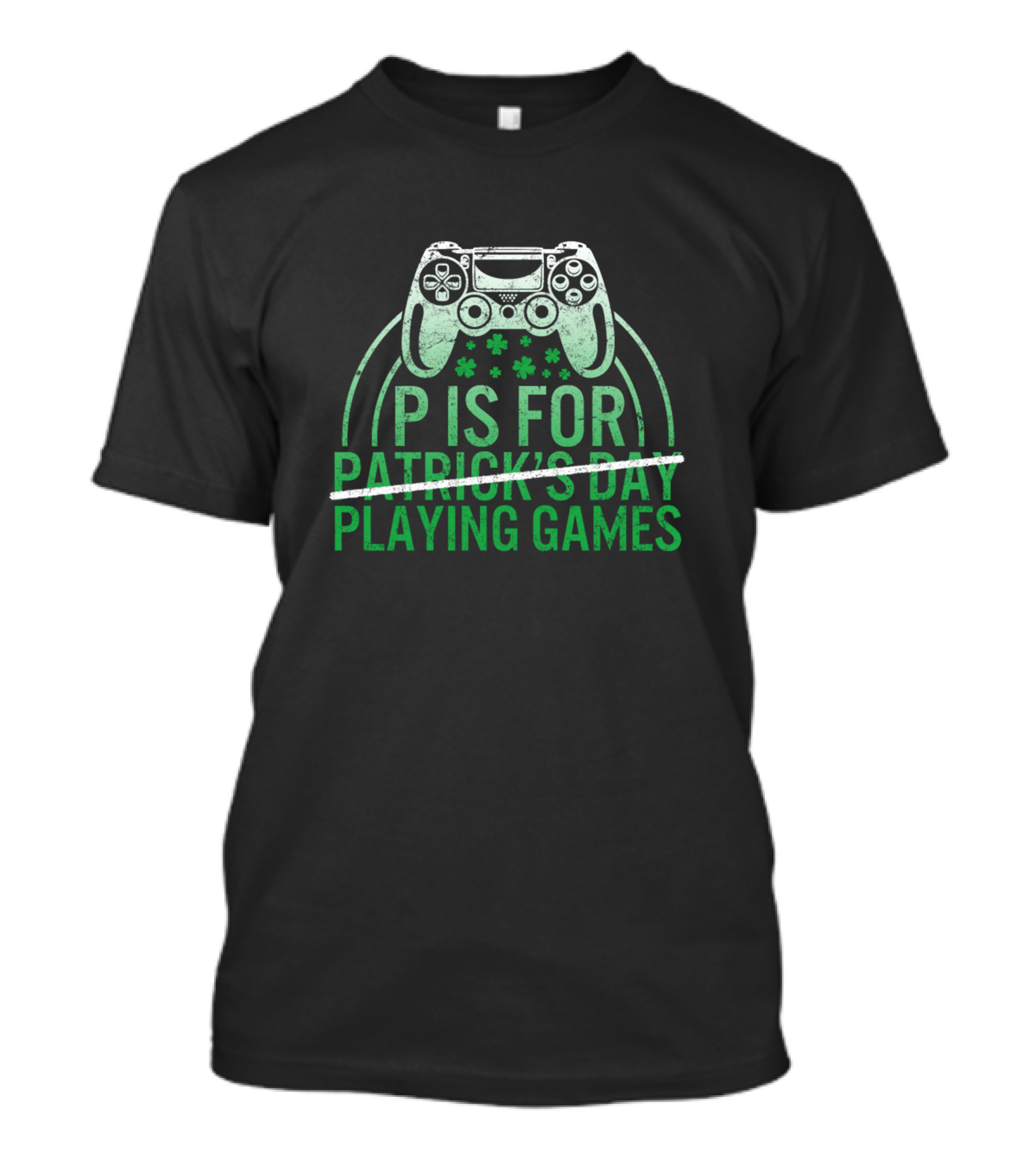 P Is For Playing Games Patrick's Day Controller Shamrocks T-Shirt