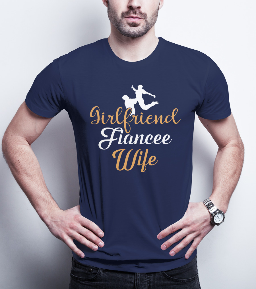 Girlfriend Fiancee Wife Engagement Proposal Silhouette Jump T-Shirt