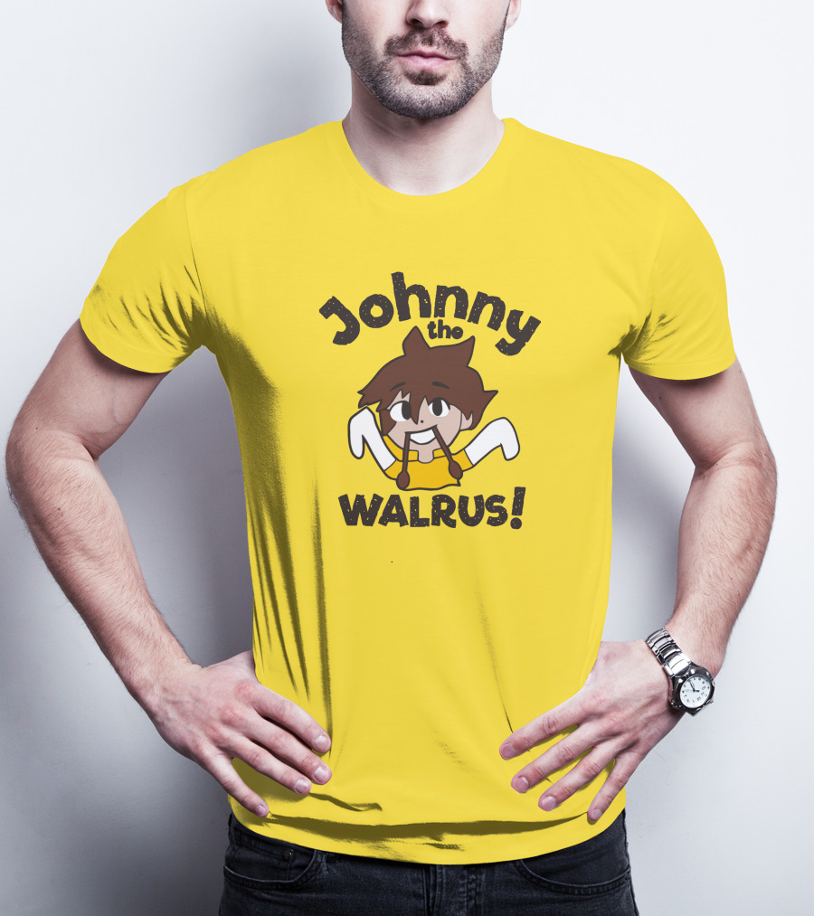 Johnny The Walrus Daily Wire Cartoon Character Yellow Background T-Shirt