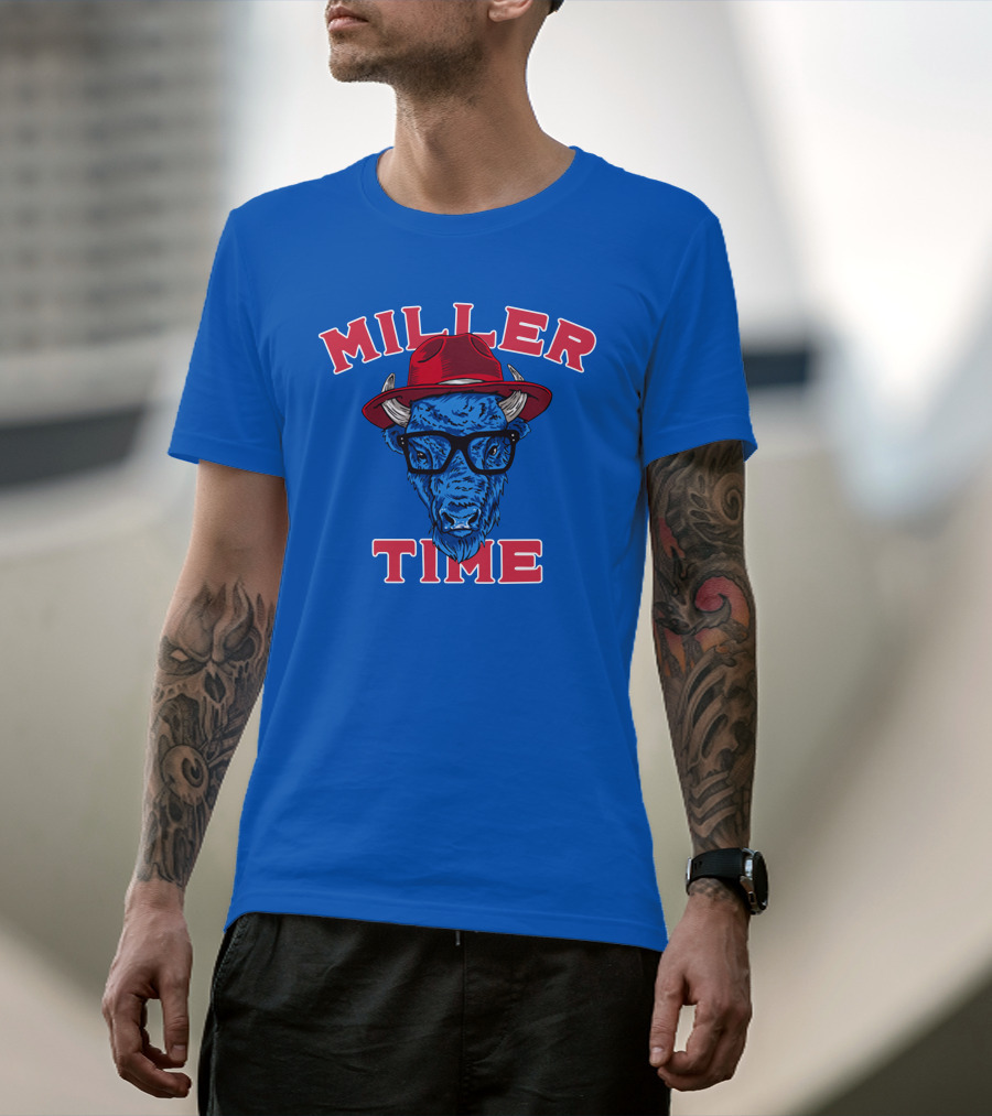 Miller Time Buffalo Red Hat Glasses Blue Buffalo T-Shirt
