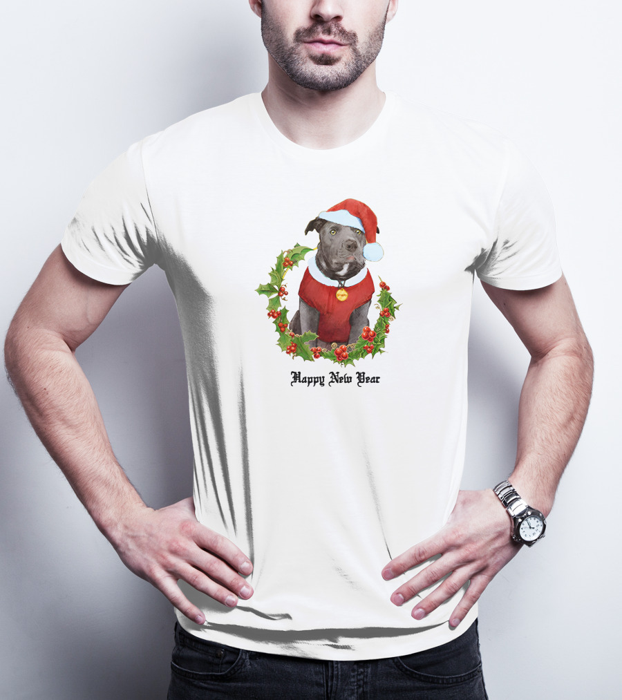Santa Dog Happy New Year T-Shirt