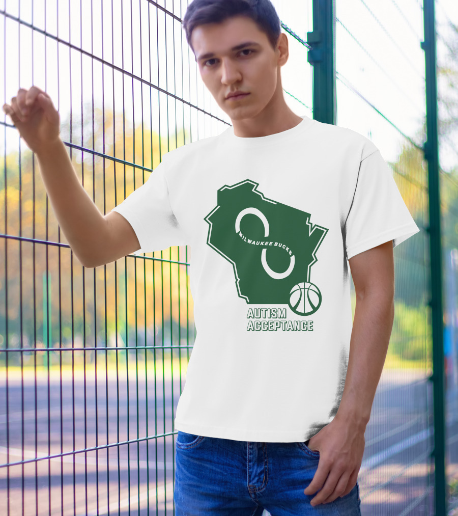 Milwaukee Bucks Autism Acceptance Infinity Symbol Basketball T-Shirt