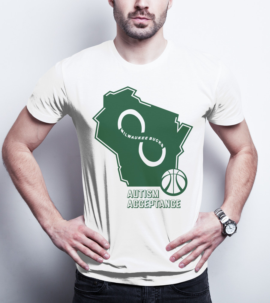 Milwaukee Bucks Autism Acceptance Infinity Symbol Basketball T-Shirt