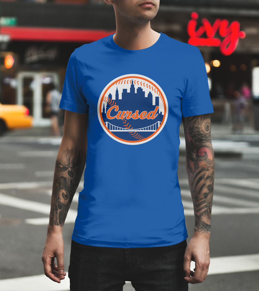 Cursed Mets Baseball Skyline Bridge T-Shirt