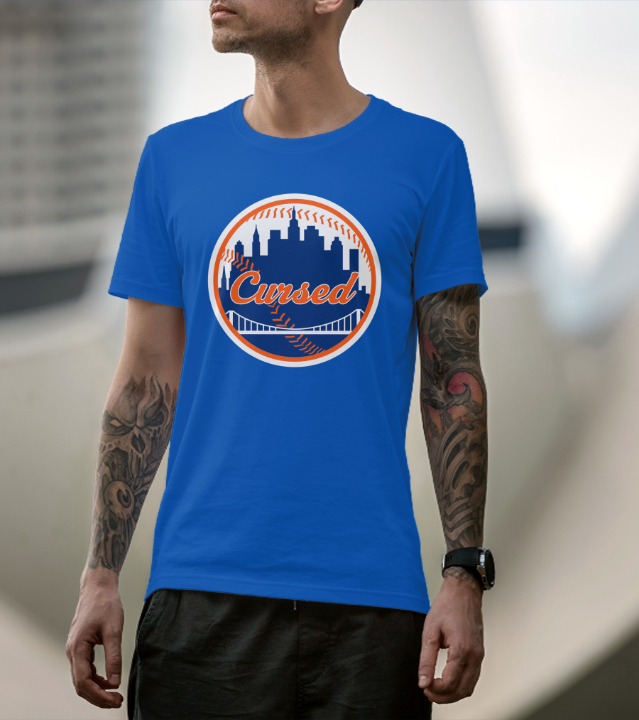 Cursed Mets Baseball Skyline Bridge T-Shirt