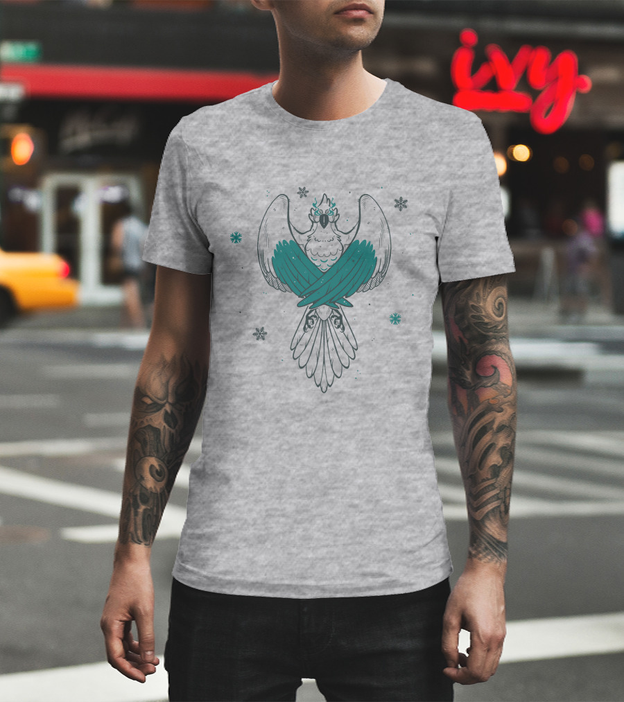 Jaiden Animations Bird With Teal Wings And Snowflakes T-Shirt