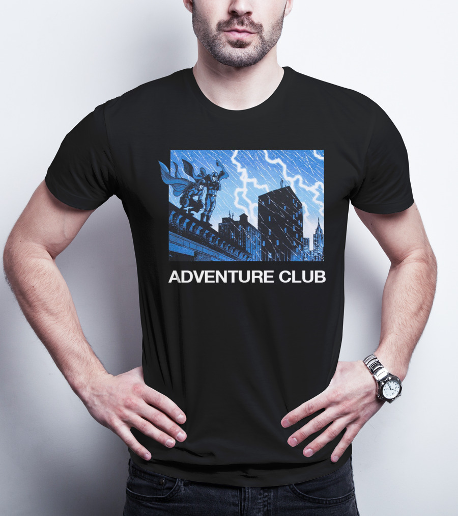 ADVENTURE CLUB Cityscape Superhero Lightning Scene T-Shirt