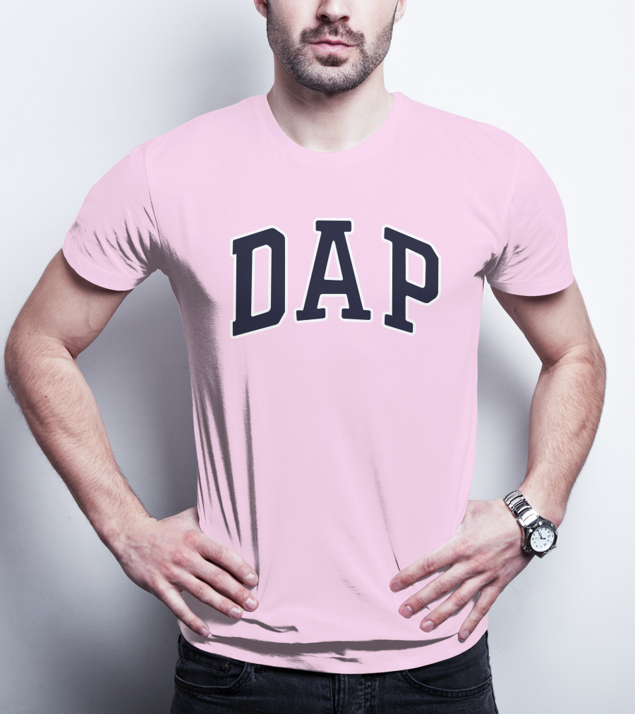 Dap College Style Athletic Lettering Pink Background T-Shirt