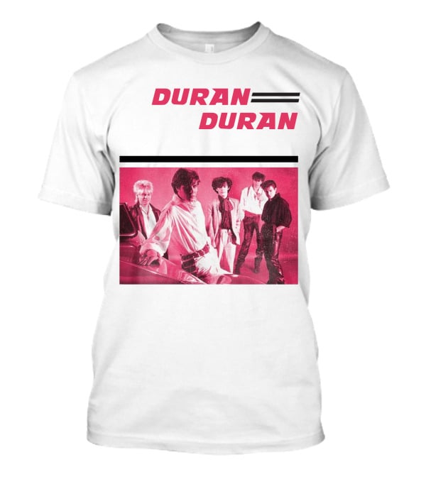 Duran Duran Band Photo With Stylized Logo And Pink Tone T-Shirt