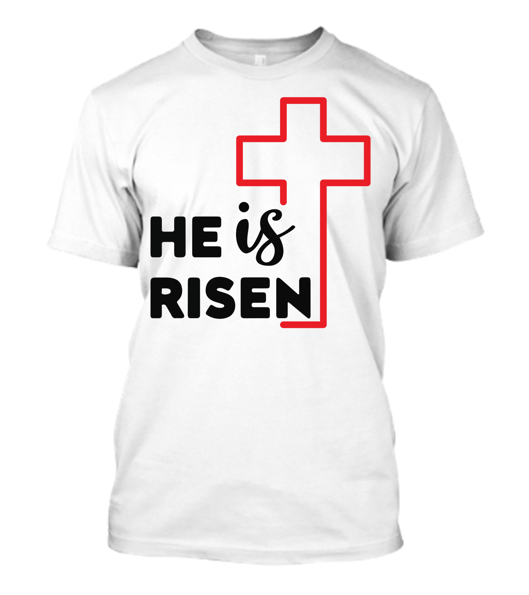 HE IS RISEN Cross Outline T-Shirt