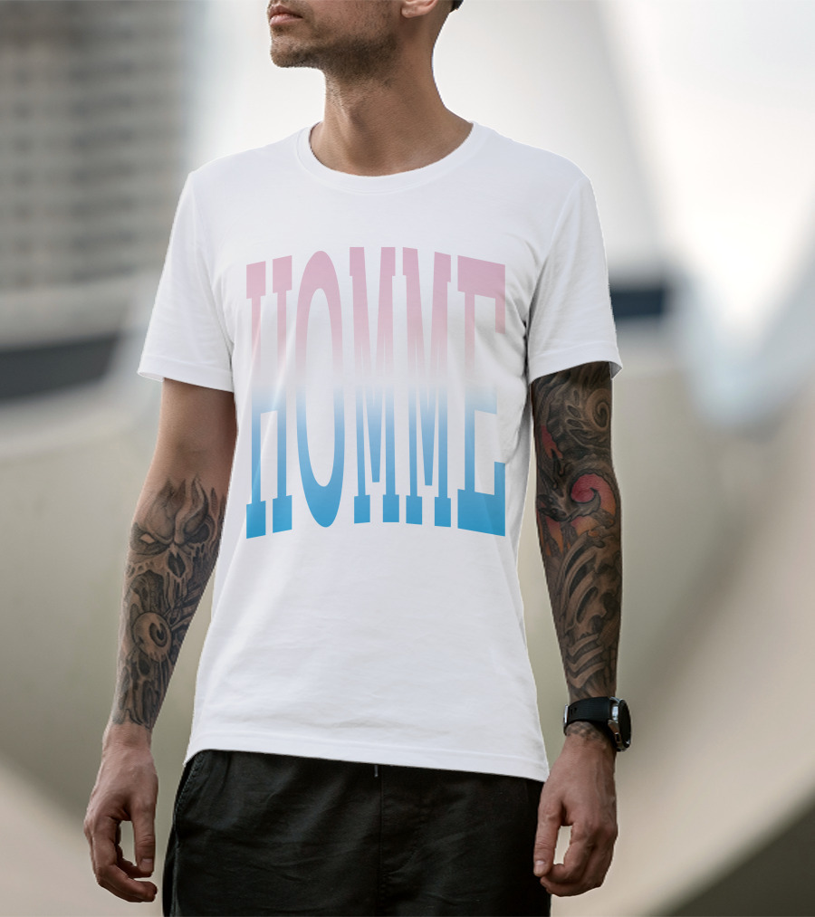 Homme Femme Pink Blue Gradient Text T-Shirt