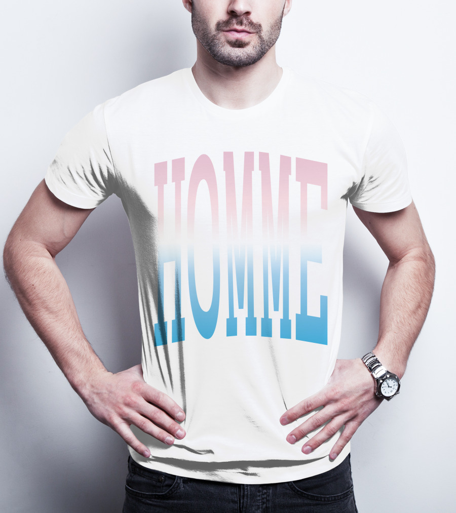 Homme Femme Pink Blue Gradient Text T-Shirt