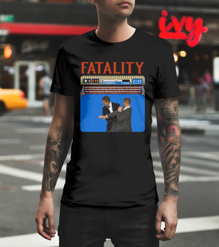 Fatality Will Smith Slaps Chris Rock Oscars Stage Video Game T-Shirt