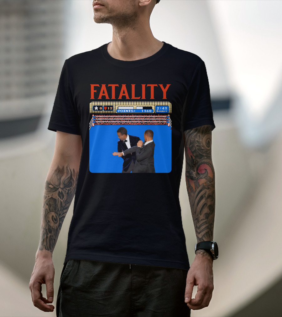 Fatality Will Smith Slaps Chris Rock Oscars Stage Video Game T-Shirt