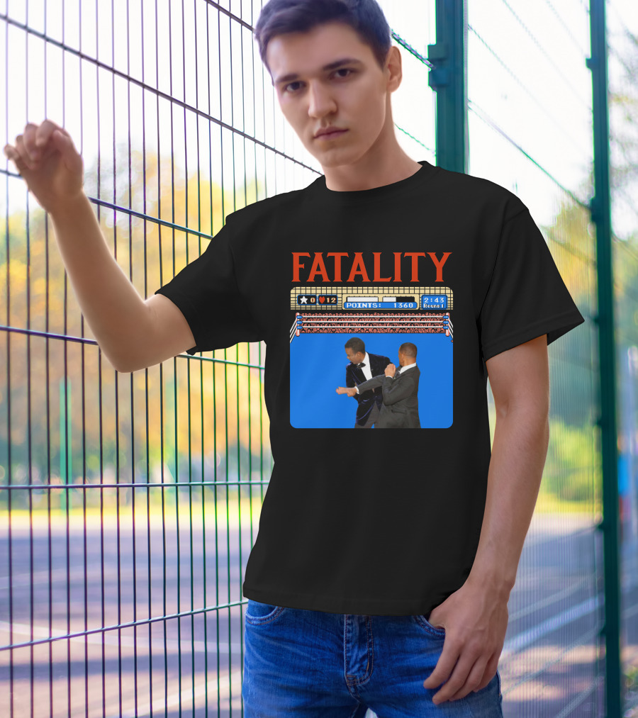 Fatality Will Smith Slaps Chris Rock Oscars Stage Video Game T-Shirt