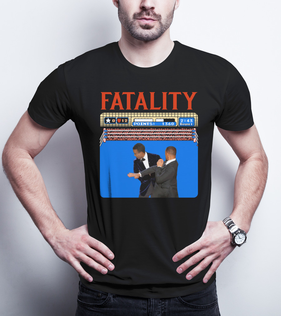 Fatality Will Smith Slaps Chris Rock Oscars Stage Video Game T-Shirt