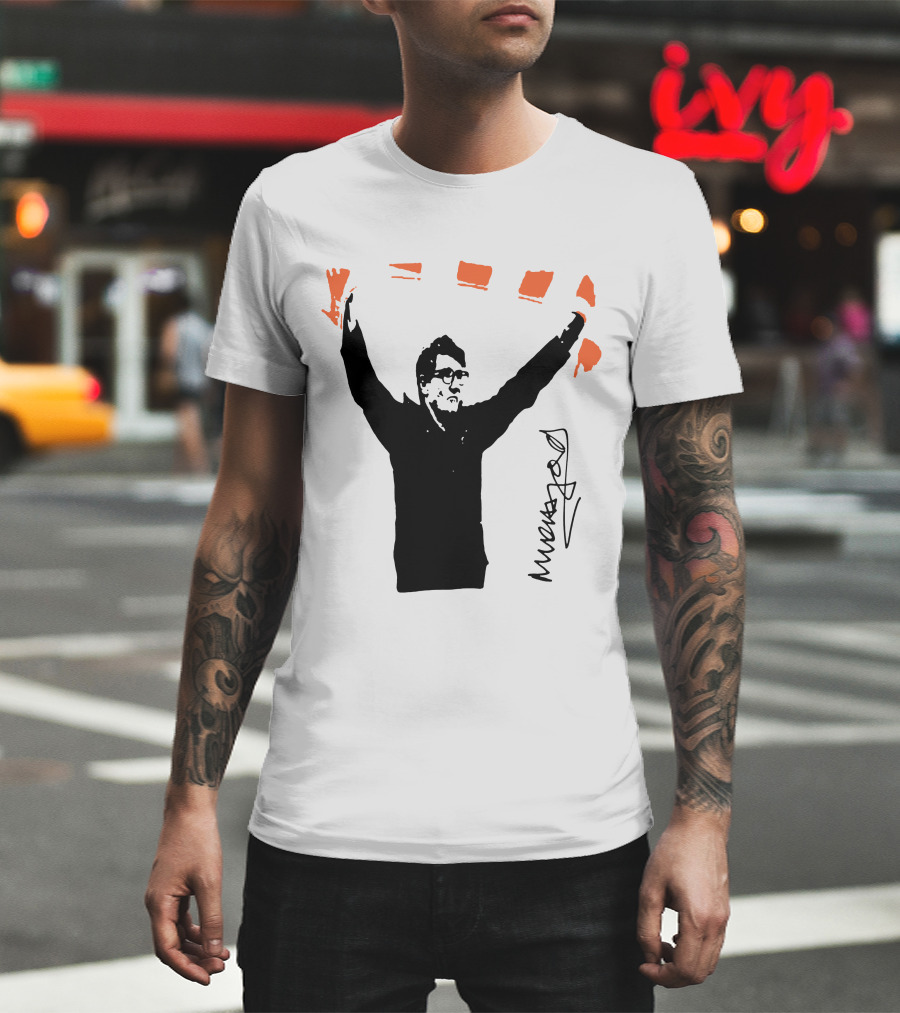 Mick Harford Signature Celebration Pose With Orange Stripes T-Shirt
