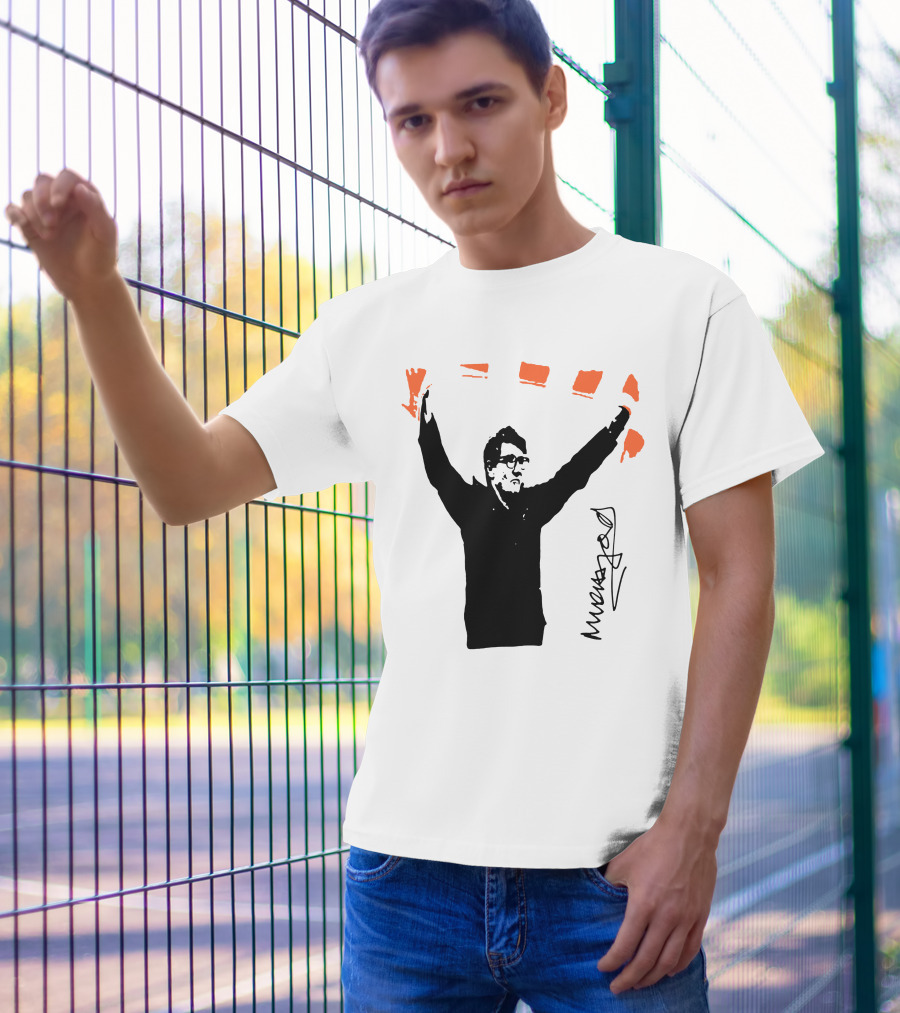 Mick Harford Signature Celebration Pose With Orange Stripes T-Shirt