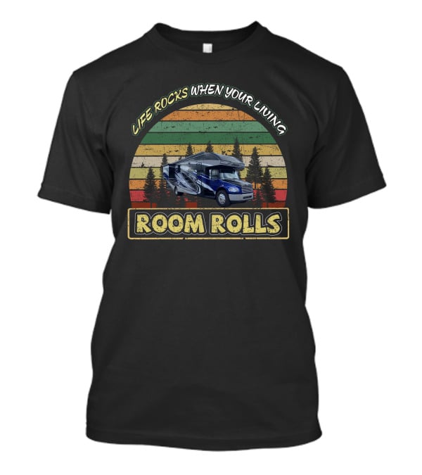 LIFE ROCKS WHEN YOUR LIVING ROOM ROLLS JAYCO SENECA 37 Vintage Stripes Forest RV T-Shirt