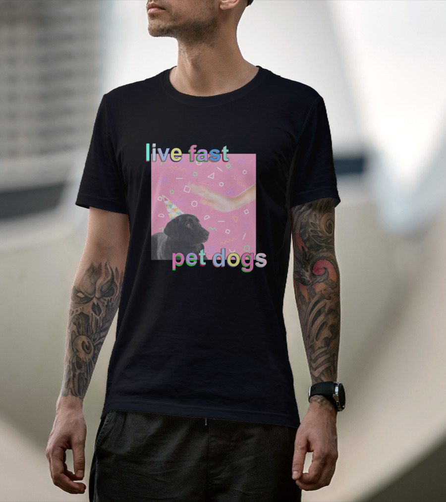 Live Fast Pet Dogs Zach Heltzel Robots With Rayguns T-Shirt