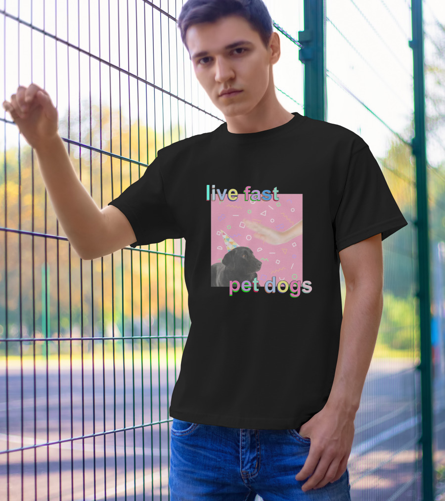 Live Fast Pet Dogs Zach Heltzel Robots With Rayguns T-Shirt