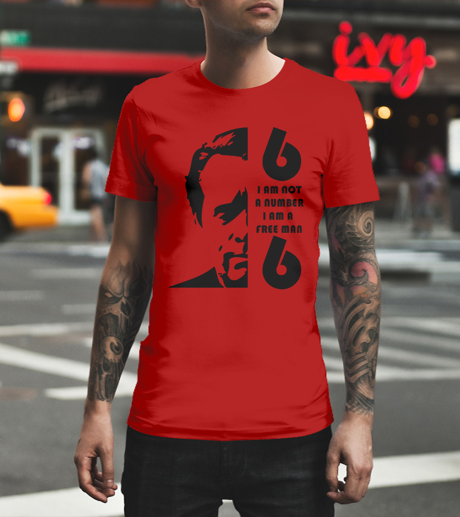 I Am Not A Number I Am A Free Man 6 Six Red T-Shirt