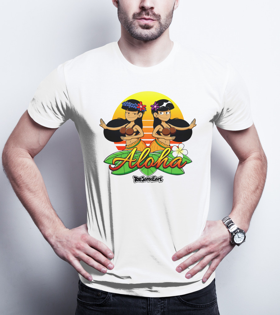 Aloha From Toejam And Earl Robaroba Merch Hawaiian Dancers Tropical Sunset T-Shirt