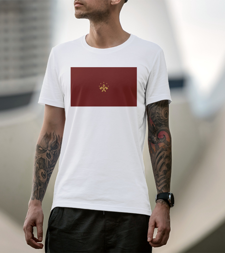 FBA Maroon Flag With Golden Hammer And Star Emblem T-Shirt