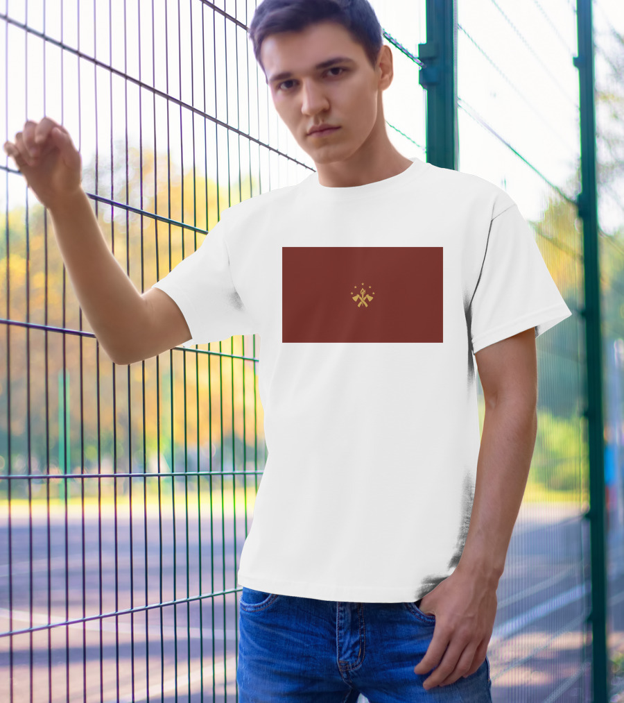 FBA Maroon Flag With Golden Hammer And Star Emblem T-Shirt