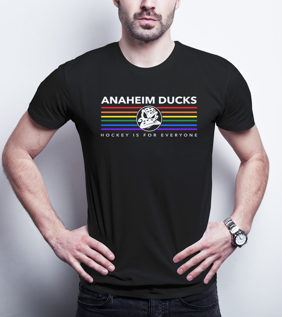 Anaheim Ducks Hockey Is For Everyone Rainbow T-Shirt