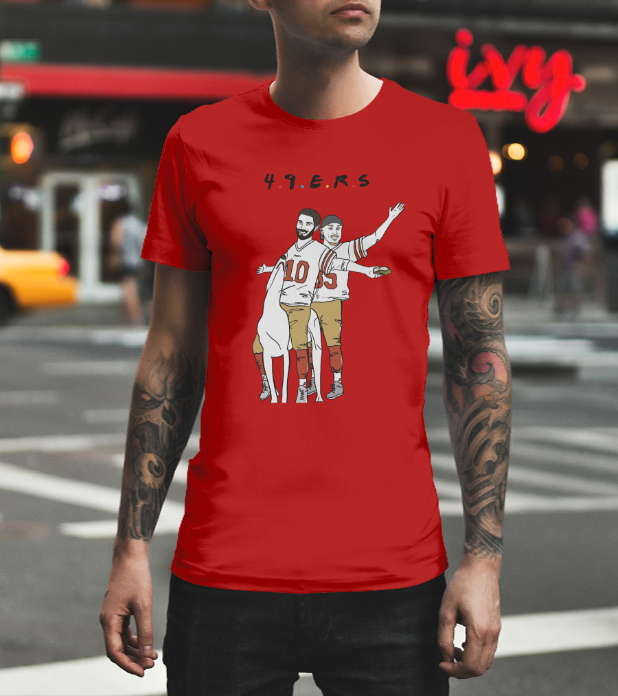 49ers Friends Jimmy Garoppolo Brian Hill Illustration With Dog T-Shirt