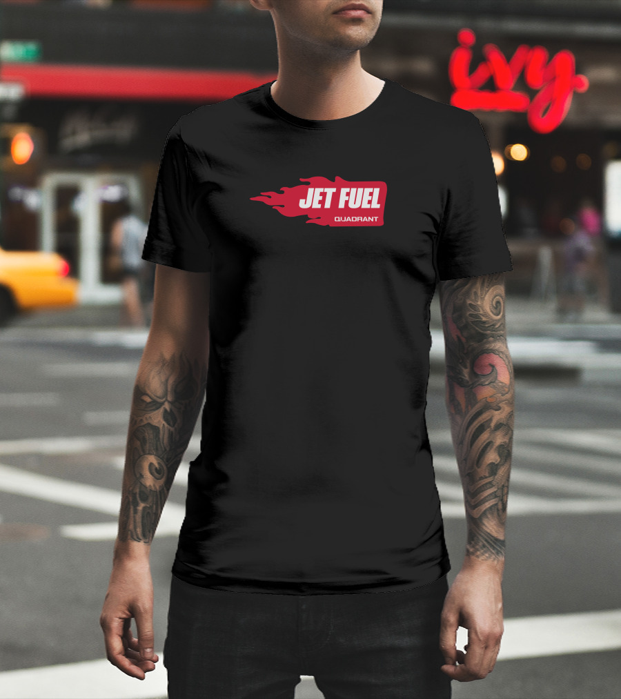 JET FUEL QUADRANT Flame Red Typography T-Shirt