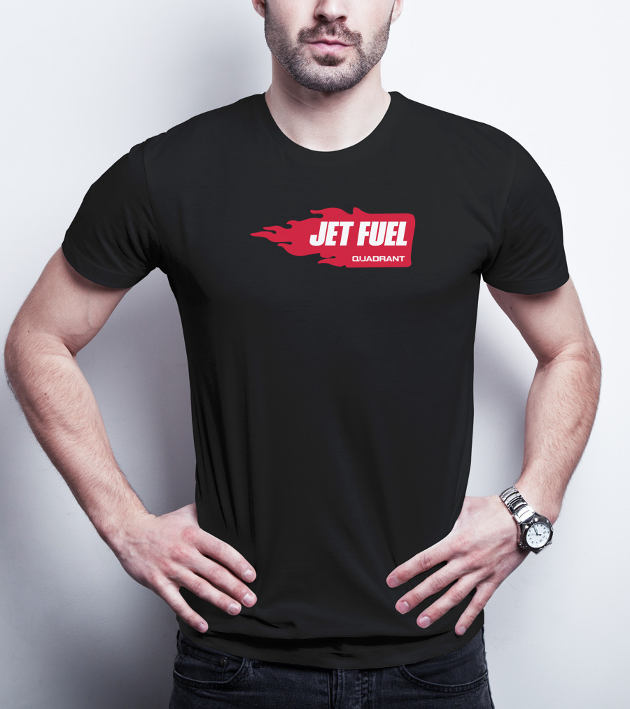 JET FUEL QUADRANT Flame Red Typography T-Shirt