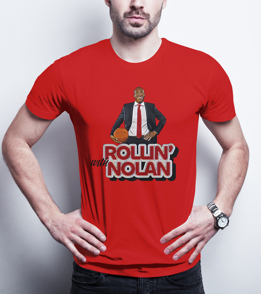 Rollin’ With Nolan Basketball Suit And Tie RedBackground T-Shirt