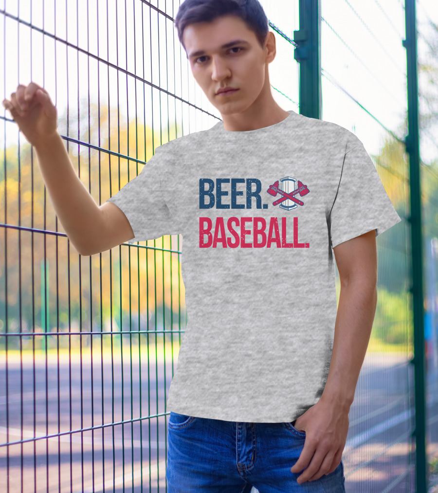 BEER. BASEBALL. Crossed Axes Emblem T-Shirt