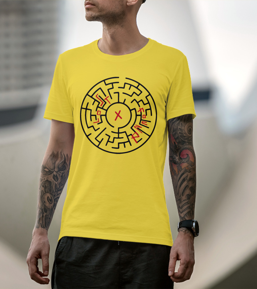Lost People Found Myself Maze Design Yellow Background T-Shirt