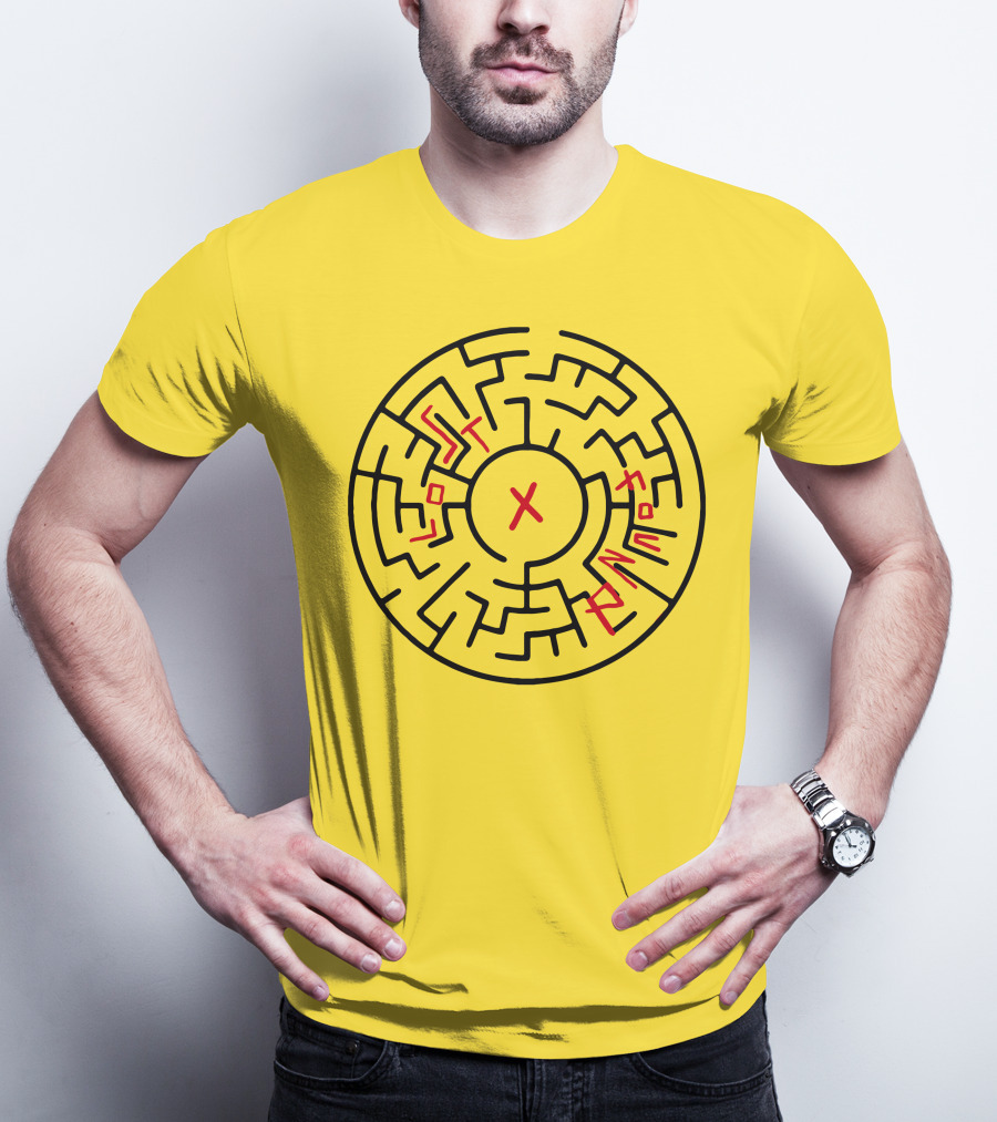 Lost People Found Myself Maze Design Yellow Background T-Shirt