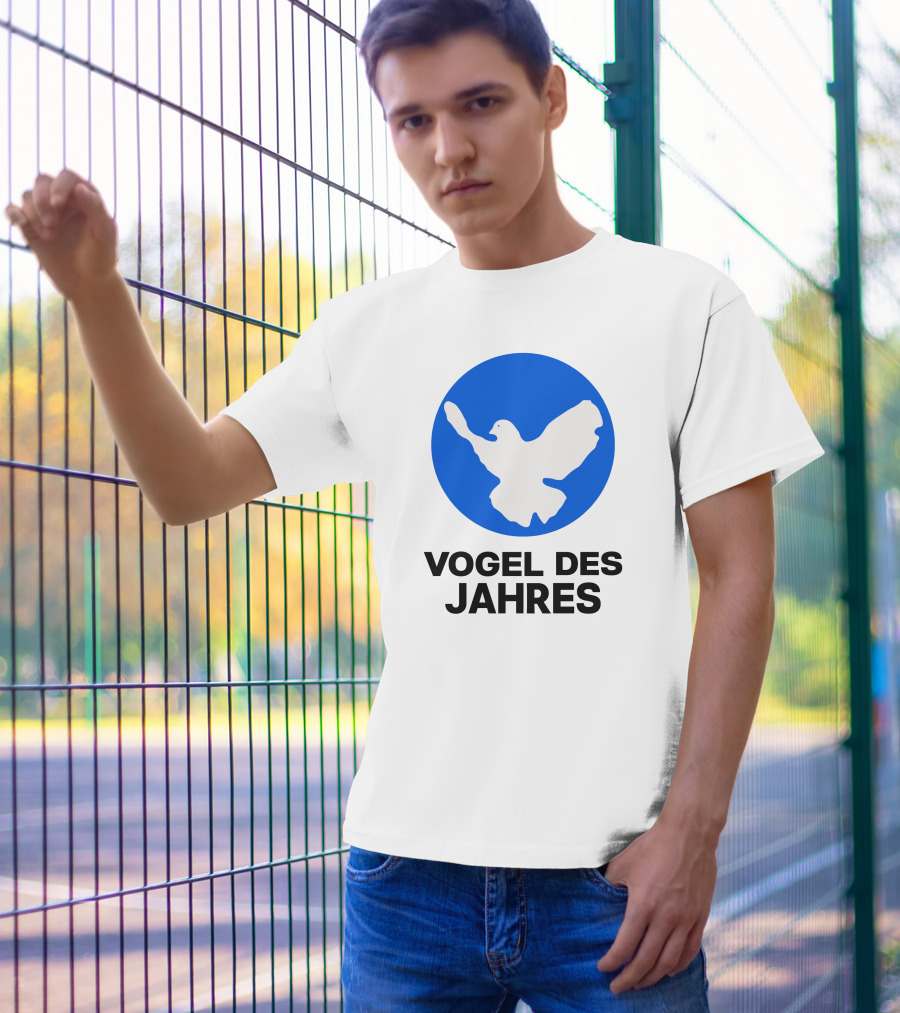Vogel Des Jahres Columbidae Doves Silhouette In Blue Circle T-Shirt